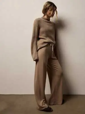 JAMES PERSE Vintage French Terry Wide Leg Sweatpants - Brown