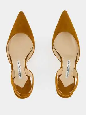 Manolo Blahnik Carolyne Suede Slingback Pumps