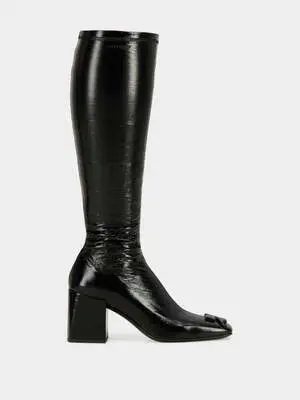 COURREGES Reedition Glossed Vinyl Knee-high Boots - Black