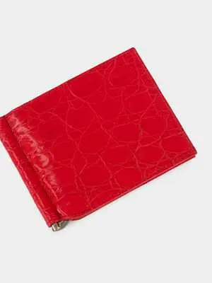 Dolce & Gabbana Bordeaux Caiman Leather Bifold Wallet