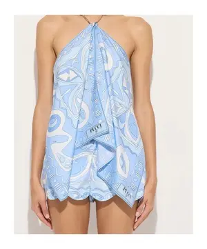 Emilio Pucci Printed Scarf Halterneck Top