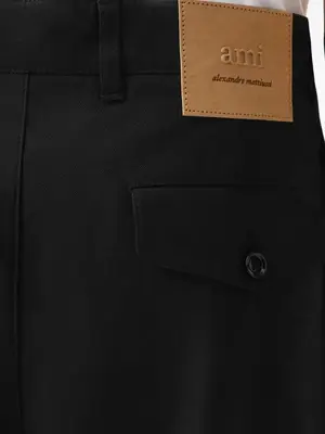 Ami Belted Casual Pants With Pleated Cuffs - Black