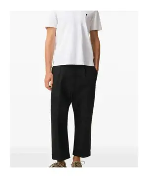 Ami Belted Casual Pants With Pleated Cuffs - Black