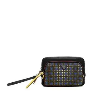 Prada Logo Zipper Clutch - Black