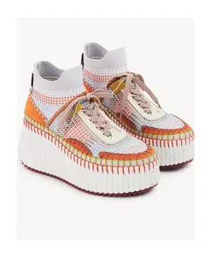 Chloé Nama Lace-up Wedge Sneakers