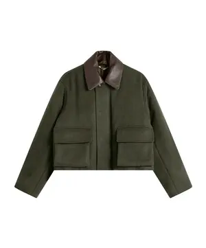 Auralee Long-sleeved Jacket With Detachable Leather Collar