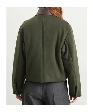 Auralee Long-sleeved Jacket With Detachable Leather Collar