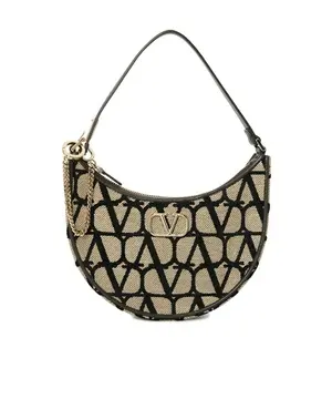 Valentino Garavani Vlogo Signature Toile Iconographe Zip-up Shoulder Bag - Black