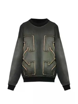 Off-White Arrows Patch Frayed Sweater