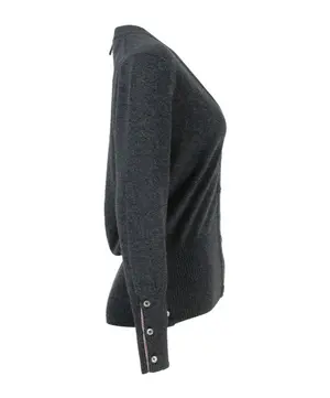 Thom Browne V-neck Cardigan With Four-bar Detail - Medium Gray