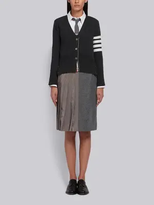 Thom Browne V-neck Cardigan With Four-bar Detail - Medium Gray