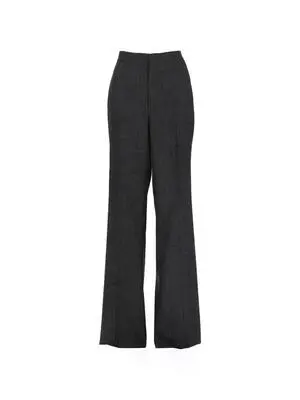 Tagliatore Charcoal Herringbone Pressed Crease Wide Leg Trousers