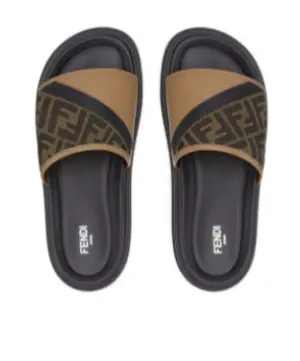 Fendi Diagonal Ff Jacquard Slides