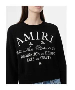 Amiri Round Neck Logo Patterned Sweater
