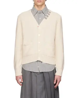 Thom Browne V-neck Cardigan With Striped Details