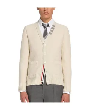 Thom Browne V-neck Cardigan With Striped Details