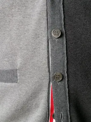 Thom Browne Color-block V-neck Cardigan With Striped Details - Black