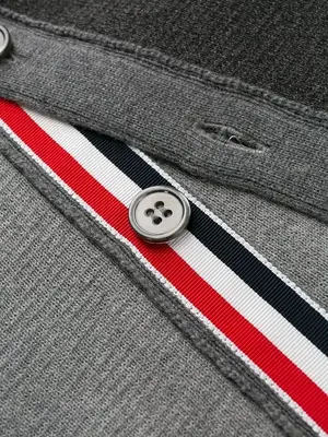 Thom Browne Color-block V-neck Cardigan With Striped Details - Black