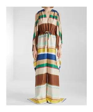 Fendi Striped Silk Habotai Sleeveless Jumpsuit