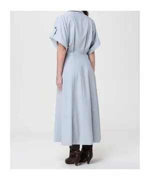 Alberta Ferretti Short-sleeved V-neck Midi Dress - Blue
