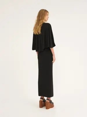 Chloé Cape Effect Crepe Maxi Dress With Front And Rear Zippers