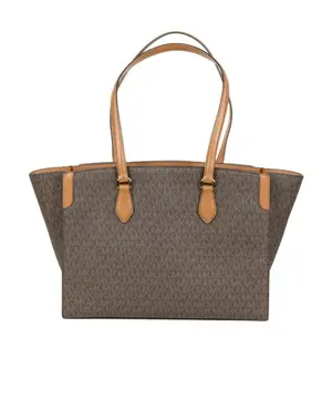 Michael Kors Large Monogram Stripe Tote Bag - Brown
