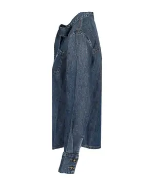 SELF-PORTRAIT Denim Tie Neck Shirt