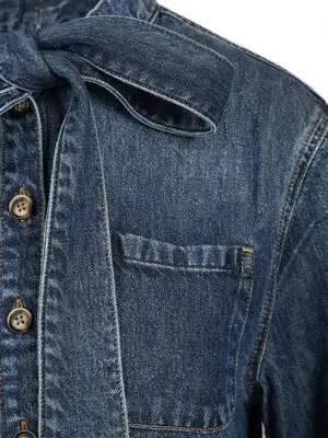 SELF-PORTRAIT Denim Tie Neck Shirt