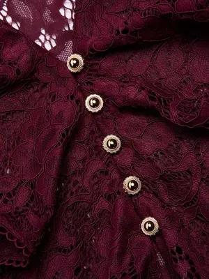 SELF-PORTRAIT Ruffled Lace Top - Plum