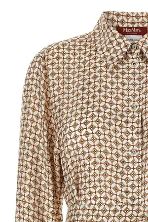 Max Mara Tenuta Silk Scarf Print Belted Shirt