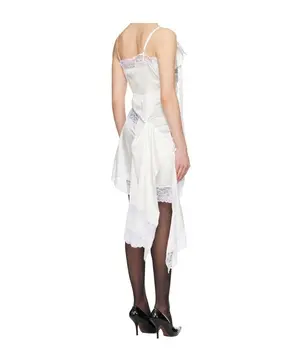 Vaquera Asymmetrical Lace Trimmed Mini Dress