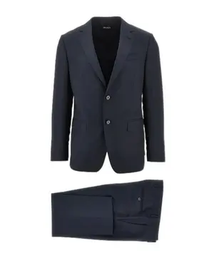 Zegna Single-breasted Wool Suit - Navy