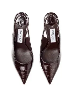 JIMMY CHOO Love Croc-effect Slingback Pumps - Black