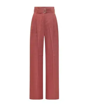 Max Mara Belted Pleated Trousers - Brown