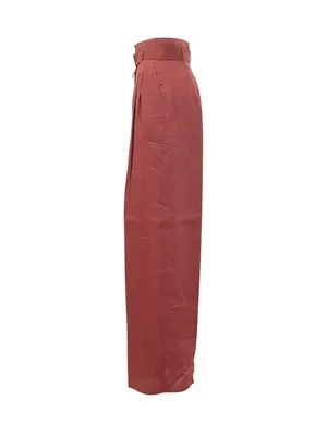 Max Mara Belted Pleated Trousers - Brown