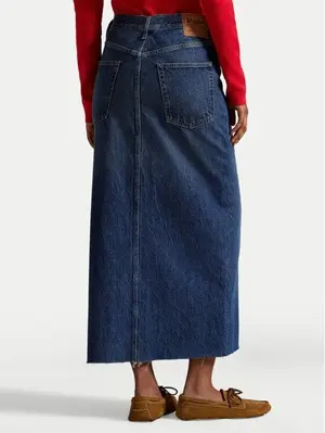 Polo Ralph Lauren Denim Maxi Skirt With Front Slit