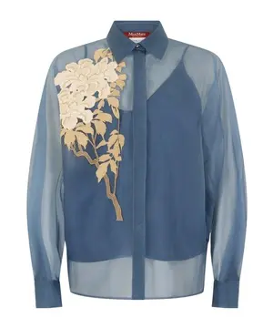 Max Mara Embroidered Sheer Blouse