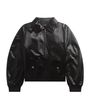 WILLY CHAVARRIA Opera Satin-finish Zip-up Bomber Jacket - Black