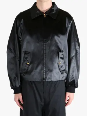 WILLY CHAVARRIA Opera Satin-finish Zip-up Bomber Jacket - Black