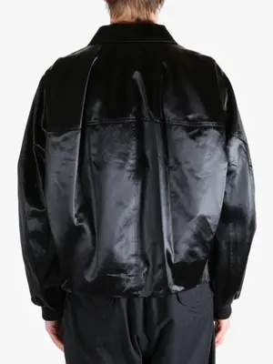 WILLY CHAVARRIA Opera Satin-finish Zip-up Bomber Jacket - Black