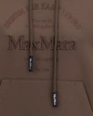 Max Mara Logo Embroidered Drawstring Hoodie - Chocolate-colored