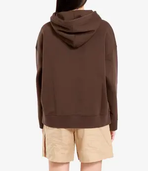 Max Mara Logo Embroidered Drawstring Hoodie - Chocolate-colored