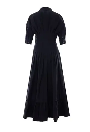 Max Mara Cera Pleated Shirt Dress - Black