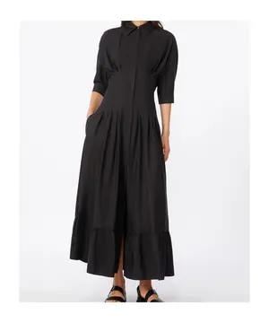 Max Mara Cera Pleated Shirt Dress - Black