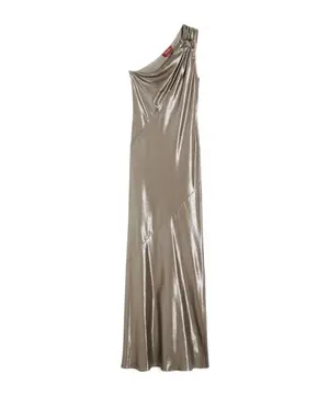 Max Mara Laminated One-shoulder Long Dress
