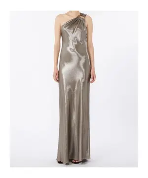 Max Mara Laminated One-shoulder Long Dress