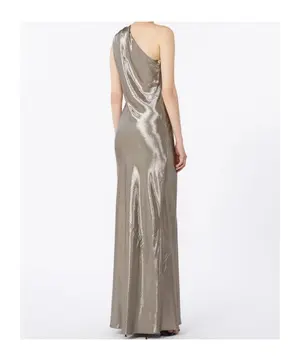 Max Mara Laminated One-shoulder Long Dress