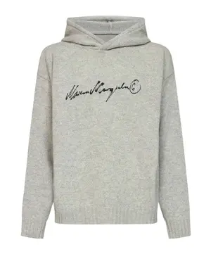 MAISON MARGIELA Embroidered Logo Knitted Hoodie