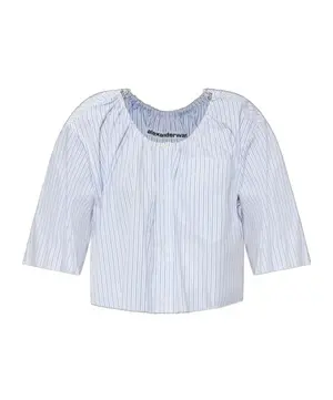 Alexander Wang Striped Cropped Top With Tie Detail