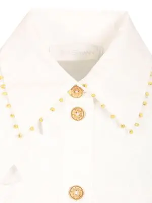 Zimmermann Mahon Embroidered Crop Shirt - White